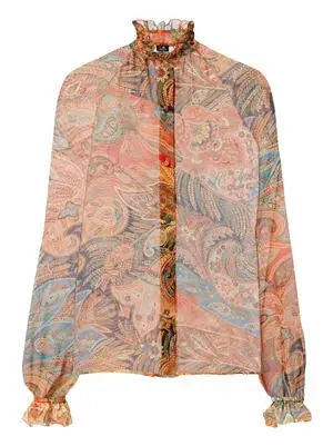 Etro Printed Ruffled Silk Blouse - Multicoloured