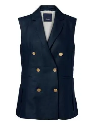 Max Mara Bird Linen Vest - Blue