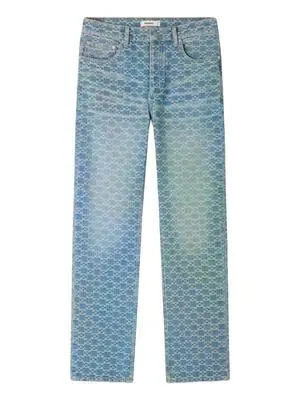 Sandro Regular-fit Square Cross Jacquard Jeans - Blue