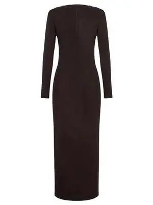 BLAZÉ MILANO Button-embellished Ribbed Midi Dress - Brown