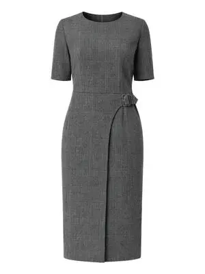 BOSS Plaid Pattern Midi Dress - Grey