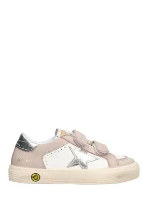 GOLDEN GOOSE Golden Goose May Leather Sneakers With Metallic Star Appliqué