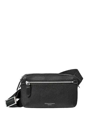 ASPINAL OF LONDON Aspinal Of London Leather Reporter Compact Belt Bag Black