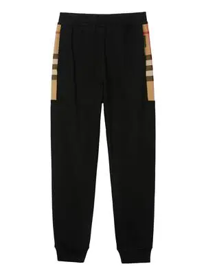 Burberry Cotton Check-trim Sweatpants - Black