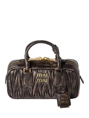 Miu Miu Matelassé Leather Arcadie Top-handle Bag - Brown