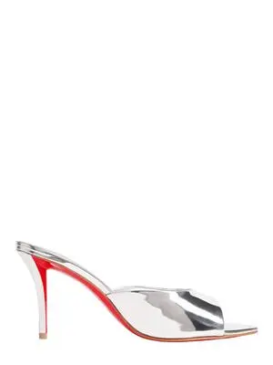 CHRISTIAN LOUBOUTIN Miss Z Patent Leather Mules 80 - Silver