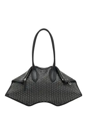 Alexander McQueen Leather Studded Manta Top Handle Bag - Black