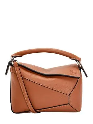 Loewe Mini Leather Puzzle Edge Top-handle Bag - Brown