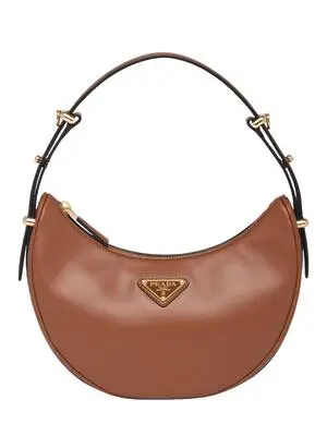 Prada Leather Arqué Shoulder Bag - Brown
