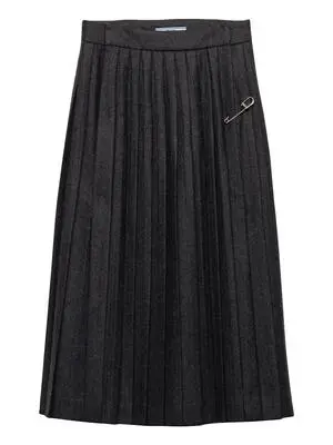 PRADA Prada Wool Pleated Midi Skirt