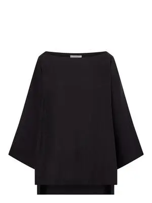 THE ROW Junia Oversized Linen Boatneck Blouse - Black