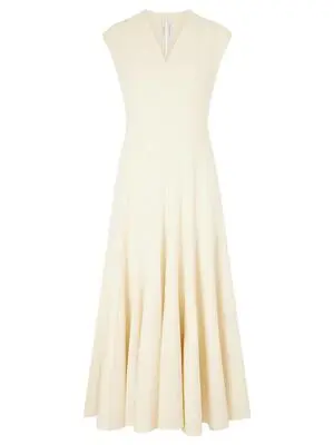 Another Tomorrow Paneled Stretch-wool Midi Dress - Neutrals