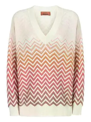 Missoni Chevron V-neck Long-sleeve Knitwear - Neutrals