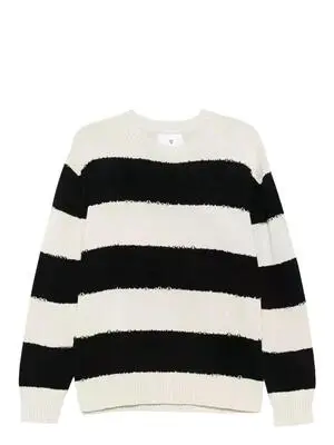 SEVEN GAUGE Striped Long-sleeve Sweater - Grey