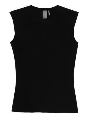 Norma Kamali Norma Kamali Sleeveless Round Neck Top Black