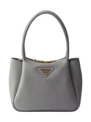 Prada Logo-detail Leather Tote Bag - Grey
