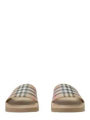 Burberry Burberry Checked Slides Neutrals