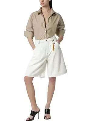 DARKPARK Contrast Stitch Denim Shorts - Neutrals