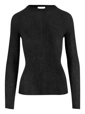 SA SU PHI Long-sleeved Ribbed Crew Neck T-shirt - Black