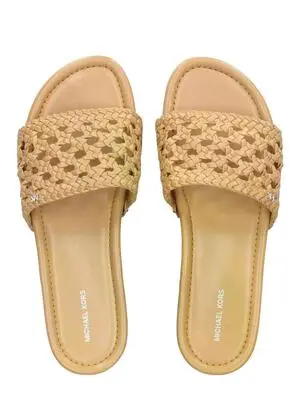 Michael Kors Woven Studded Slip-on Sandals - Neutrals