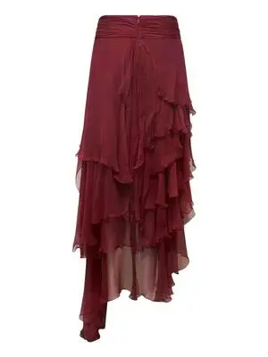 STOLEN STORES Layered Asymmetric Hem Skirt - Red