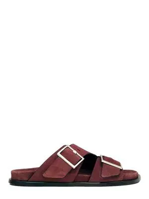 ALOHAS Buckled Strap Slides - Brown