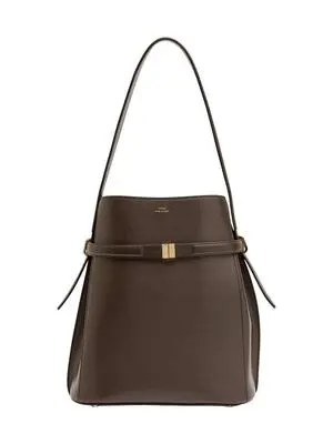 TOTEME Toteme Belted Leather Bucket Bag Chocolate