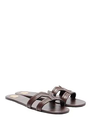 Saint Laurent Mabrouka Leather Sandals - Brown