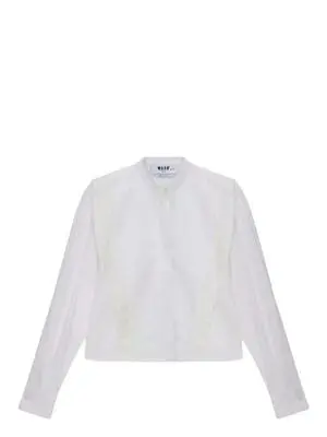 MSGM Lace Panel Cropped Shirt - White
