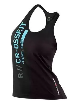 REEBOK Logo Print Racerback Tank Top - Black