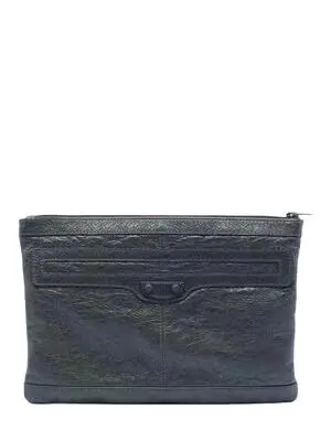 Balenciaga Lambskin Leather Clutch Bag - Black