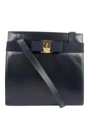 FERRAGAMO 2010-2026 Leather Vara Bow Shoulder Bag - Blue