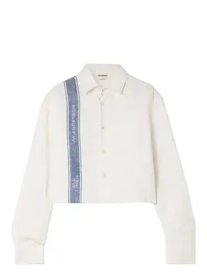 JW Anderson Cropped Linen Jacquard Shirt - Neutrals