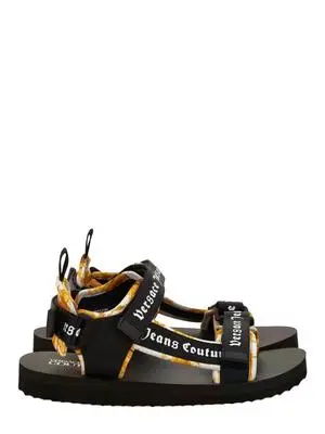 Versace Logo Print Sandals - Black