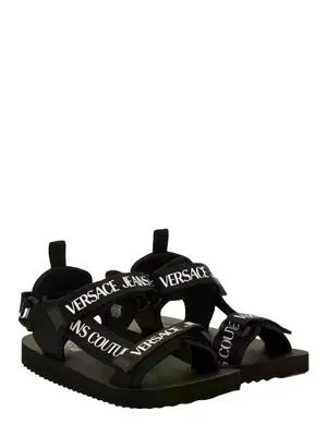 Versace Logo Print Sandals - Black