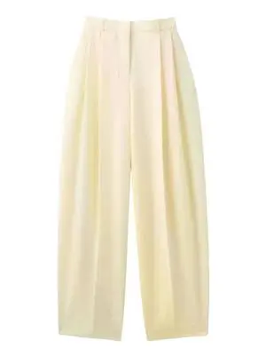 Jacquemus High-rise Pleated Palazzo Virgin Wool Trousers - Neutrals