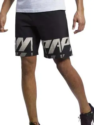 REEBOK Graphic Print Training Shorts - Black