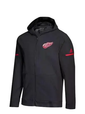 Adidas X Nhl Detroit Red Wings Zip Hooded Jacket - Black