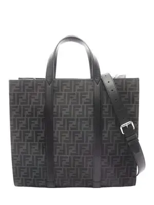 Fendi Ff Jacquard Leather Handbag - Black