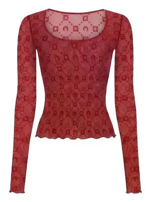 MARINE SERRE Moonogram Mesh T-shirt - Red