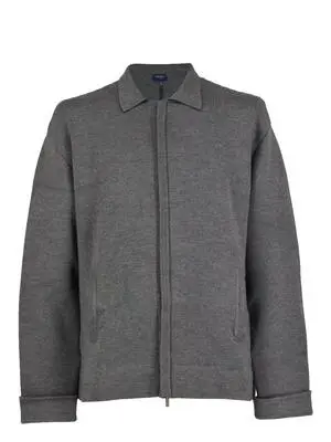 Kenzo Textured Collared Zip-up Sweatshirt - Grey