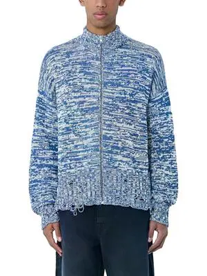 Marni Zip-up Mock Neck Cardigan - Blue