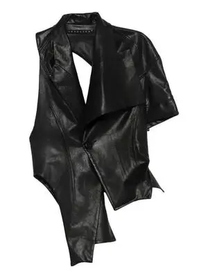 YEHUAFAN Button Draped Jacket - Black