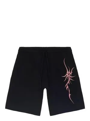IUTER Drawstring Cotton Shorts With Graphic Detail - Black