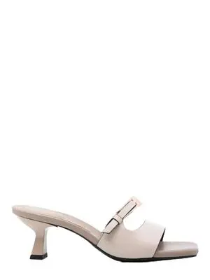 DONNARÌ Buckled Leather Heeled Sandals - Neutrals