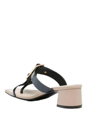 DONNARÌ Buckle Detail Leather Sandals - Blue