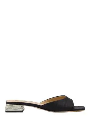 Badgley Mischka Crystal Embellished Silk Sandals - Black