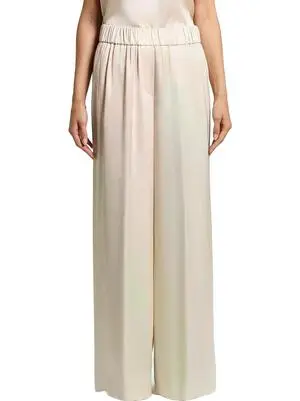 Peserico Wide Leg Satin Trousers - Neutrals