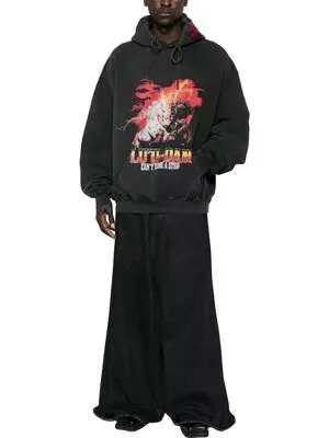 LỰU ĐẠN Graphic Print Oversized Hoodie - Black