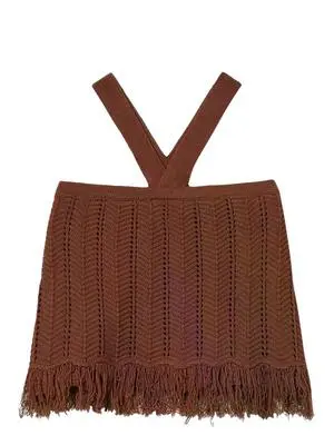 TWINSET Fringed Knitted Top - Brown